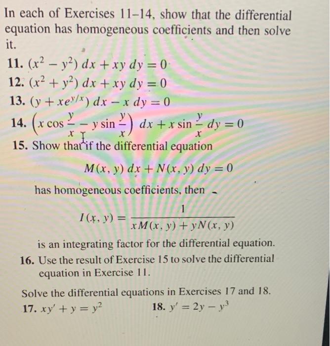 Solved In each of Exercises 11-14, show that the | Chegg.com