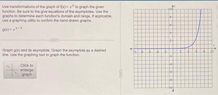Solved Use transformations of the graph of f(x)=ex to graph | Chegg.com
