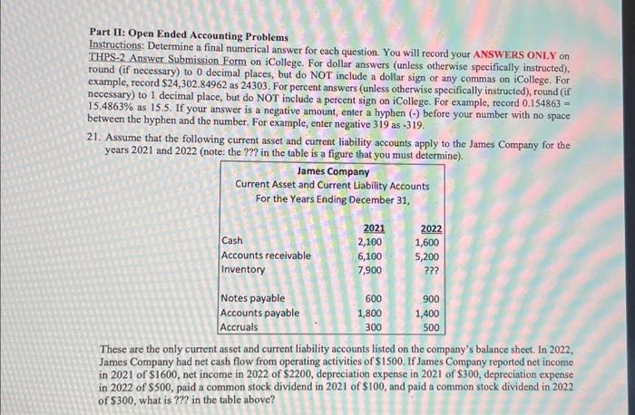 Solved Part II: Open Ended Accounting Problems Instructions: | Chegg.com Solved Part II: Open Ended Accounting Problems Instructions: | Chegg.com