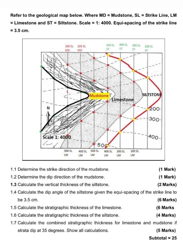 Solved Refer to the geological map below. Where MD = | Chegg.com