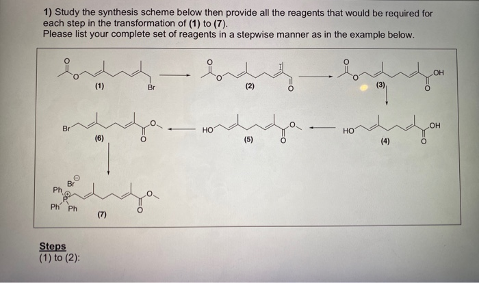 Solved 1) Study the synthesis scheme below then provide all | Chegg.com