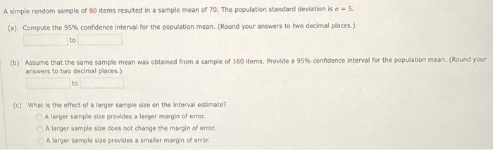 Solved A simple random sample of 50 items resulted in a | Chegg.com