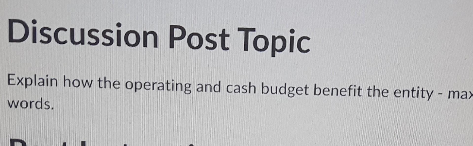 Solved Discussion Post Topic Explain how the operating and | Chegg.com Solved Discussion Post Topic Explain how the operating and | Chegg.com