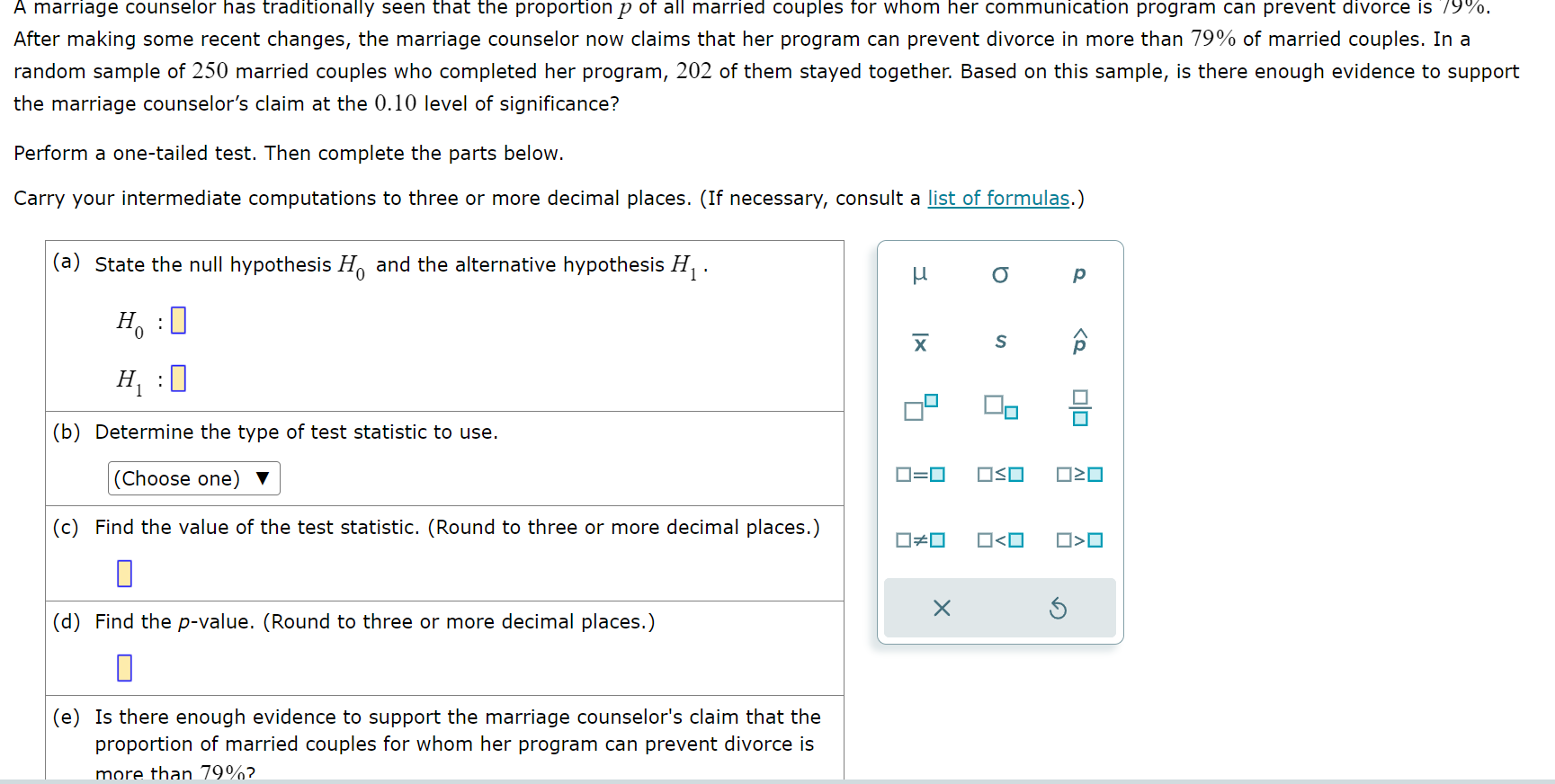 Solved A marriage counselor has traditionally seen that the | Chegg.com