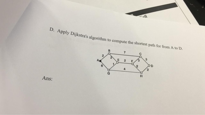 Solved D Apply Dijkstra S Algorithm Compu P Dijkstra S Algorithm Compute Shortest Path D Ans 7668