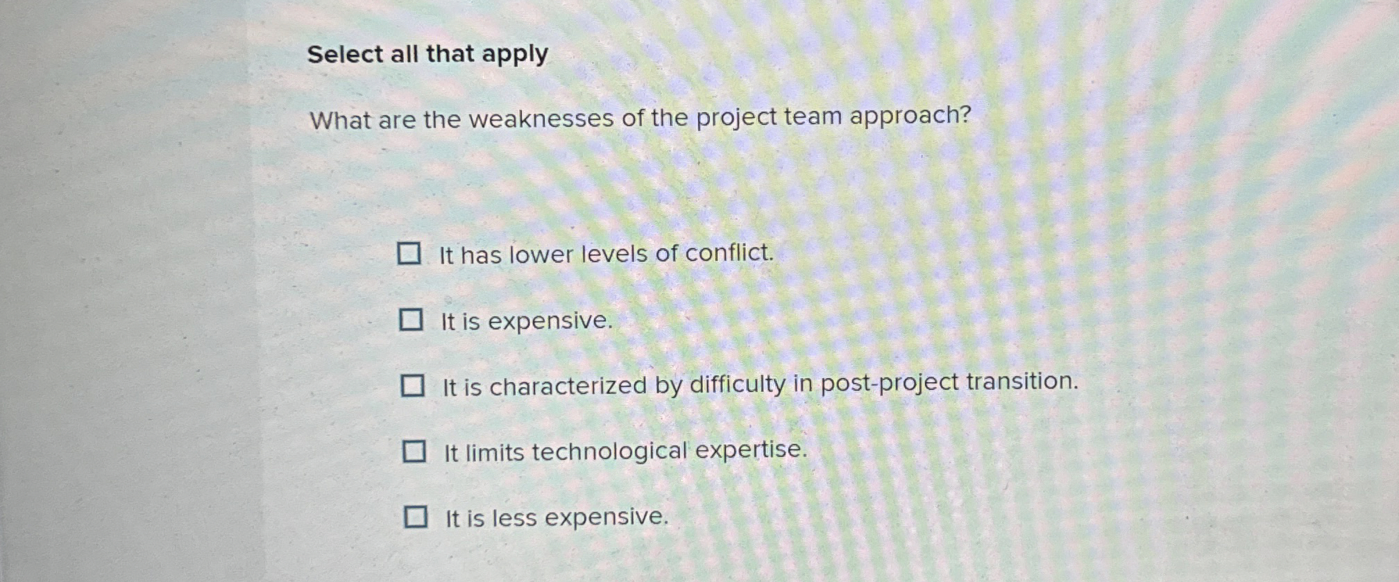 Solved Select all that applyWhat are the weaknesses of the | Chegg.com