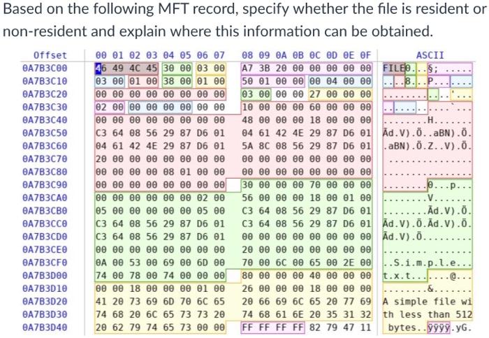 Solved Based on the following MFT record, specify whether | Chegg.com