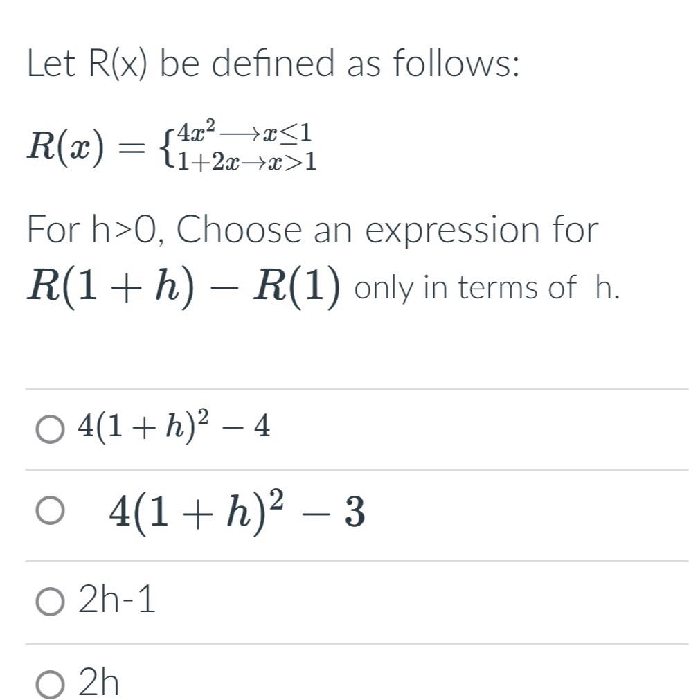 Solved Let R(x) ﻿be defined as | Chegg.com