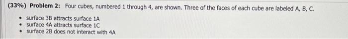 Solved Four cubes, numbered 1 through 4, are shown. Three of | Chegg.com