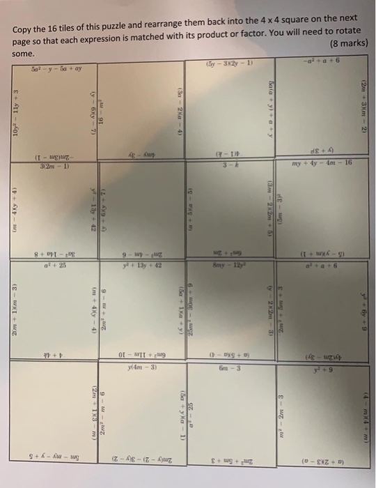 Solved Copy the 16 tiles of this puzzle and rearrange them | Chegg.com