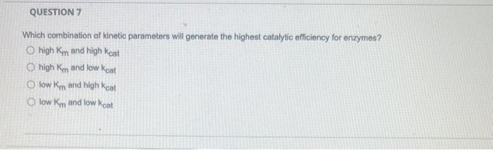 Solved Which combination of kinetic parameters will generate | Chegg.com