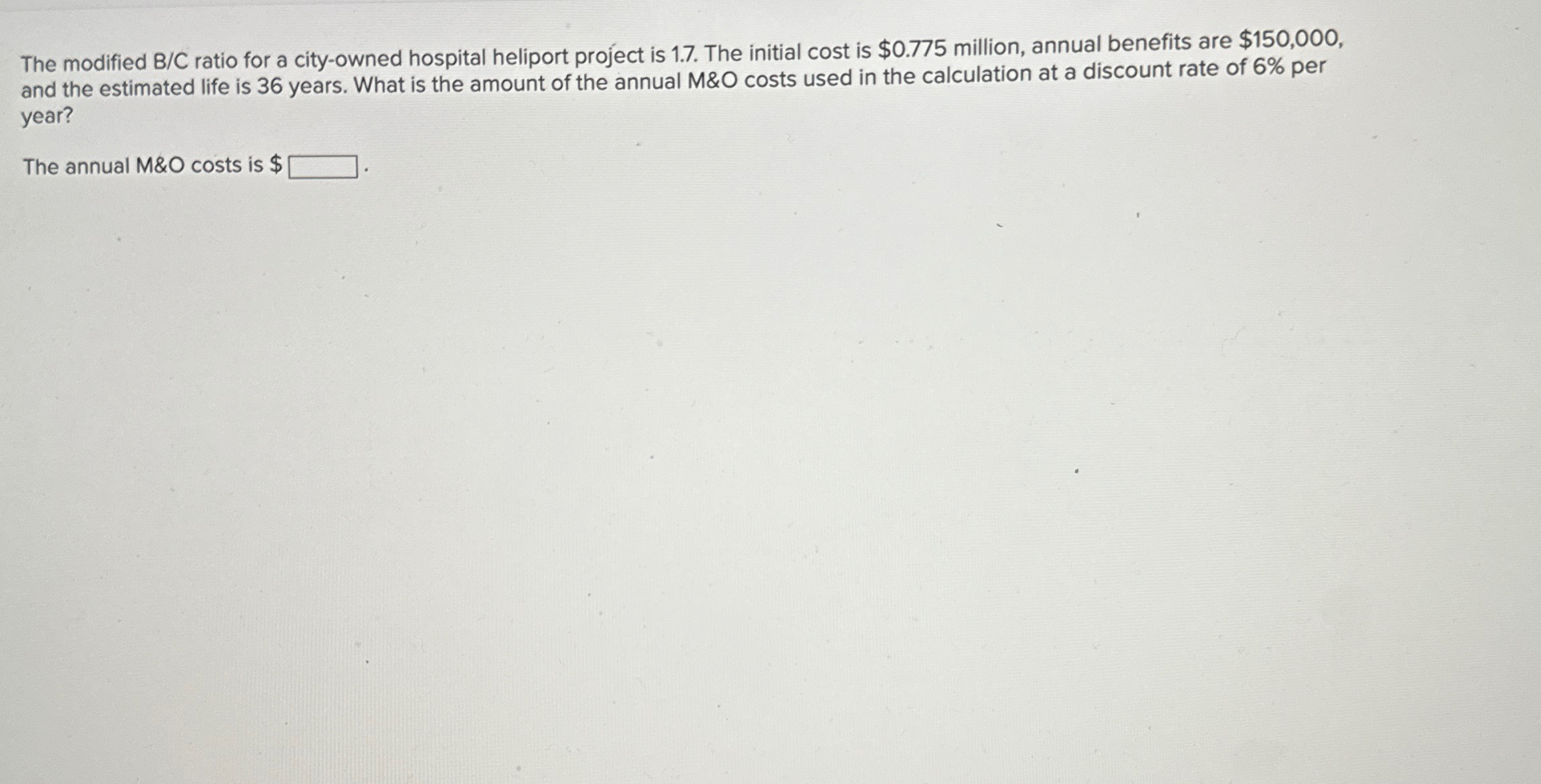 Solved The modified BC ﻿ratio for a city-owned hospital | Chegg.com