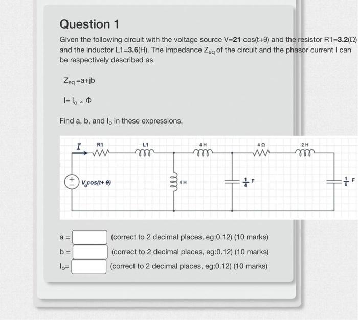 Solved Given the following circuit with the voltage source | Chegg.com