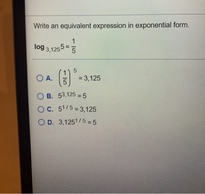 Solved Write an equivalent expression in exponential form. | Chegg.com