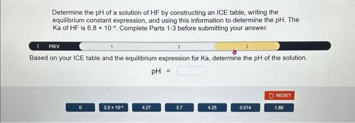 Solved Determine the pH of a solution of HF by constructing | Chegg.com