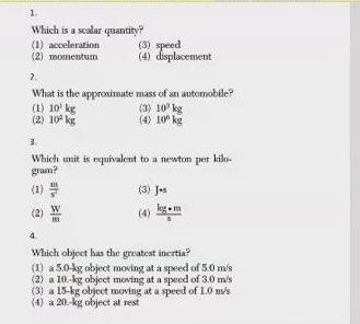 Solved 1 Which is a scalar quantity (1) acceleration (3) | Chegg.com