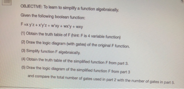 Solved OBJECTIVE: To learn to simplify a function | Chegg.com