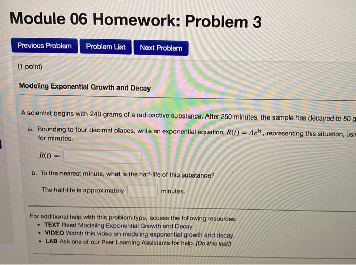 Solved Module 06 Homework: Problem 3 Previous Problem | Chegg.com