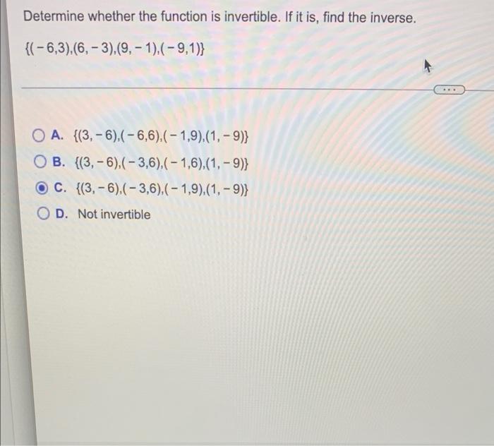 Solved Determine whether the function is invertible. If it | Chegg.com