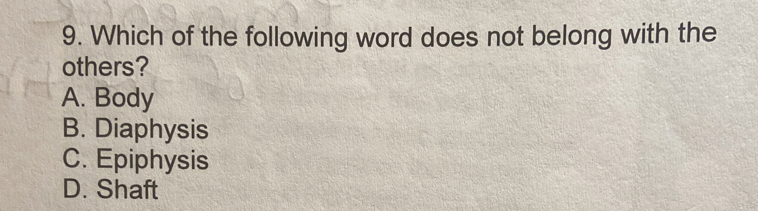Solved Which of the following word does not belong with | Chegg.com