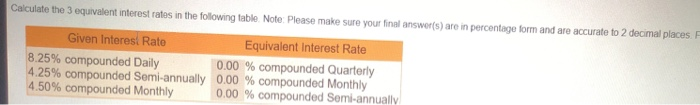 Solved Calculate the 3 equivalent interest rates in the | Chegg.com