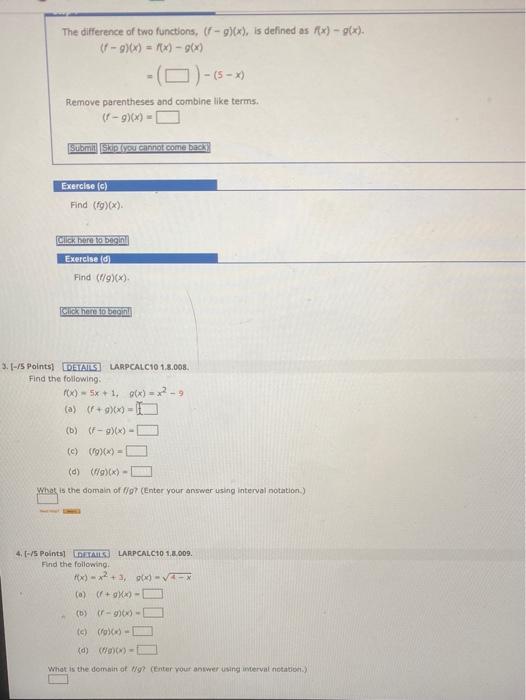 Solved The difference of two functions, (-7)(x), is defined | Chegg.com