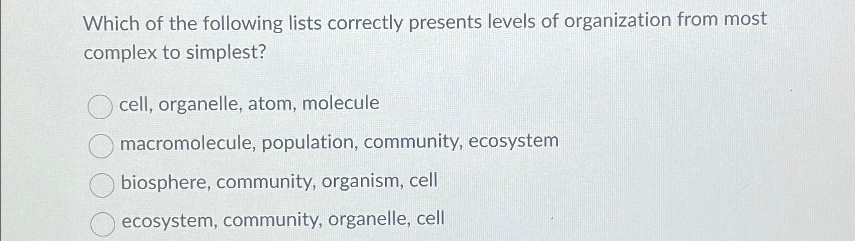 Solved Which of the following lists correctly presents | Chegg.com