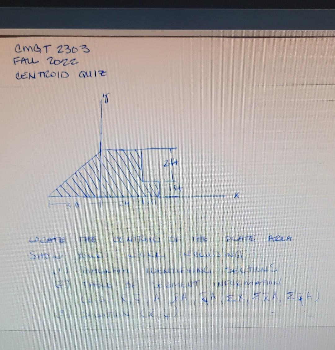 CMGT 2303 FALC 2022 CENTROID QUIZ | Chegg.com