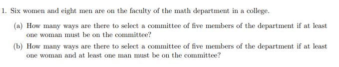 Solved Six women and eight men are on the faculty of the | Chegg.com