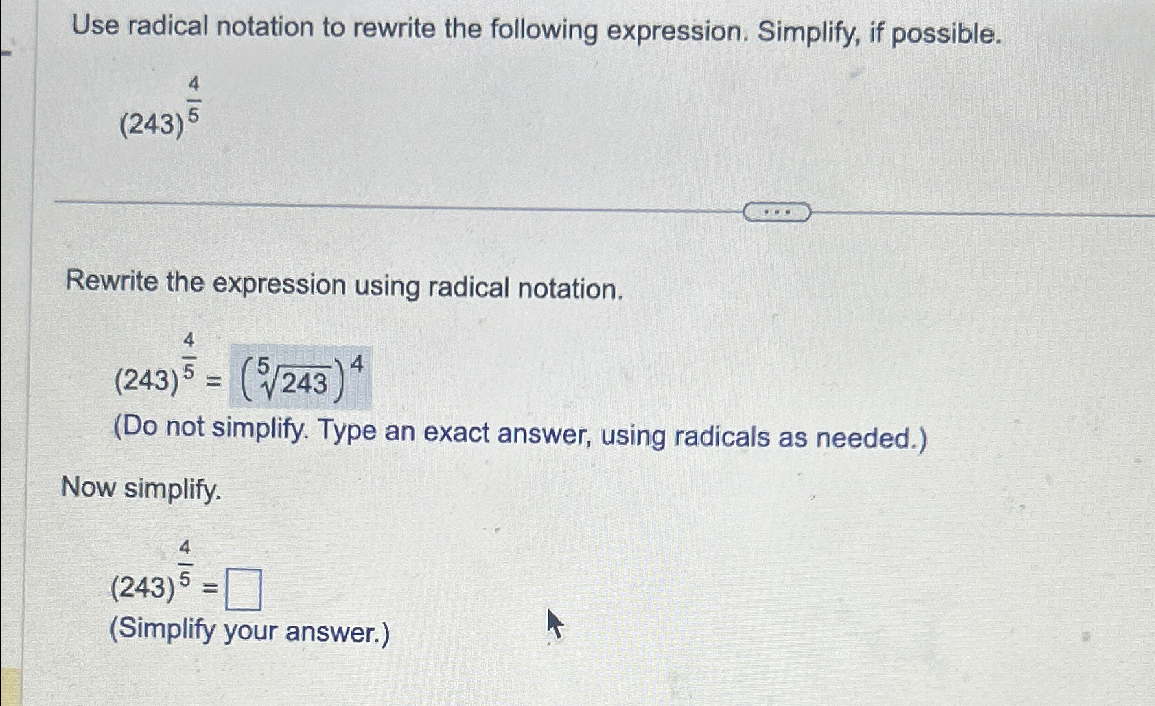 Solved Use radical notation to rewrite the following | Chegg.com