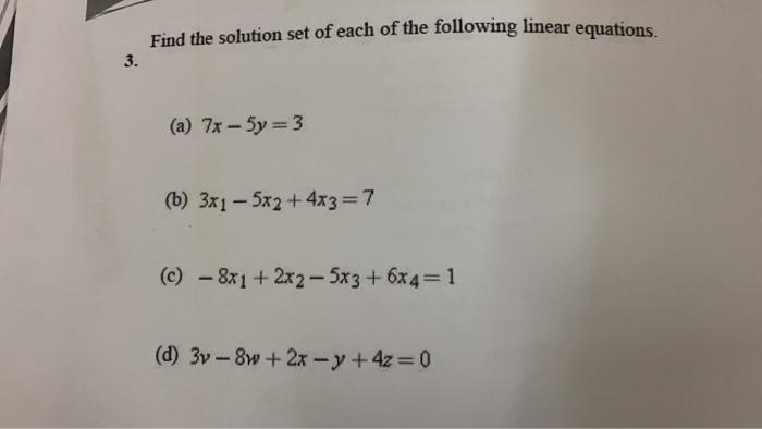 Solved Find the solution set of each of the following linear | Chegg.com