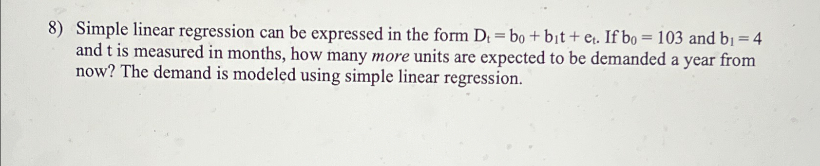Solved Simple linear regression can be expressed in the form | Chegg.com