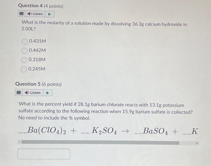 Solved What is the molarity of a solution made by dissolving | Chegg.com