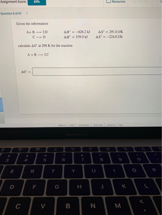 Solved Assignment Score: 83% Resources Question 8 of 47 > | Chegg.com