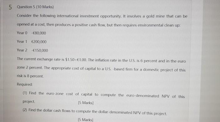Solved 5 Question 5 (10 Marks) Consider the following | Chegg.com