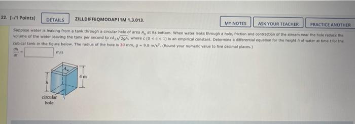 Solved 22. [-/1 Points DETAILS ZILLDIFFEQMODAP11M 1.3.013. | Chegg.com Solved 22. [-/1 Points DETAILS ZILLDIFFEQMODAP11M 1.3.013. | Chegg.com