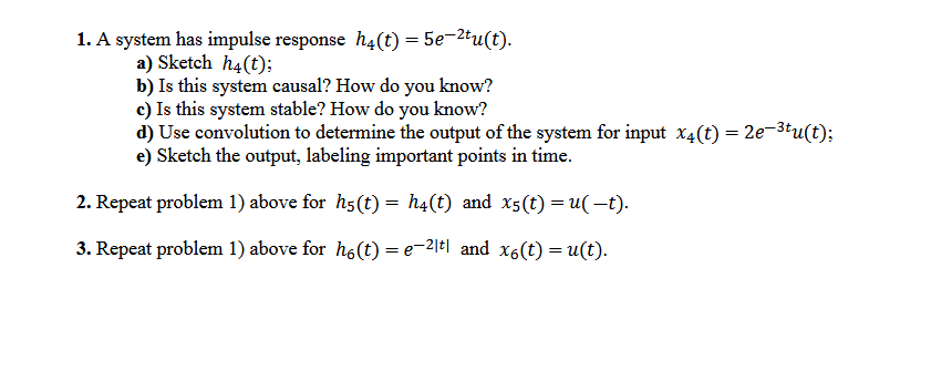 A system has impulse response | Chegg.com