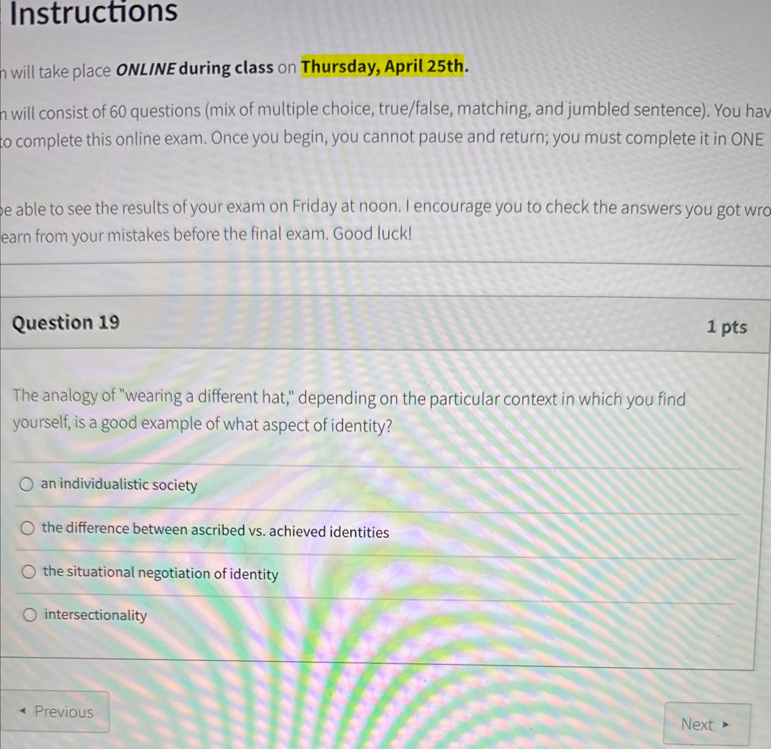 Solved Instructionswill take place ONLINE during class on | Chegg.com