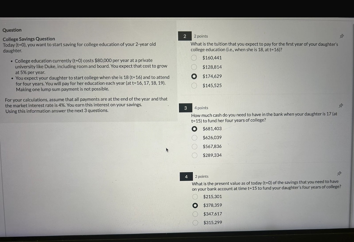 Solved QuestionCollege Savings Question22 ﻿pointsToday ), | Chegg.com