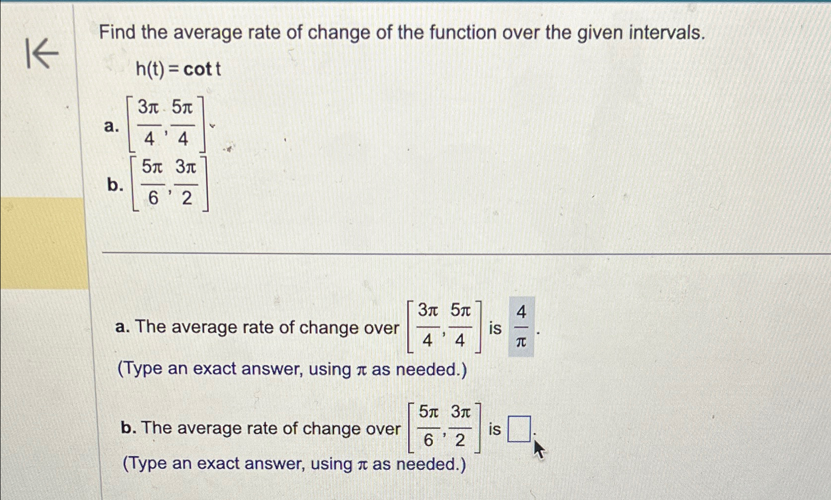 Solved Find the average rate of change of the function over | Chegg.com