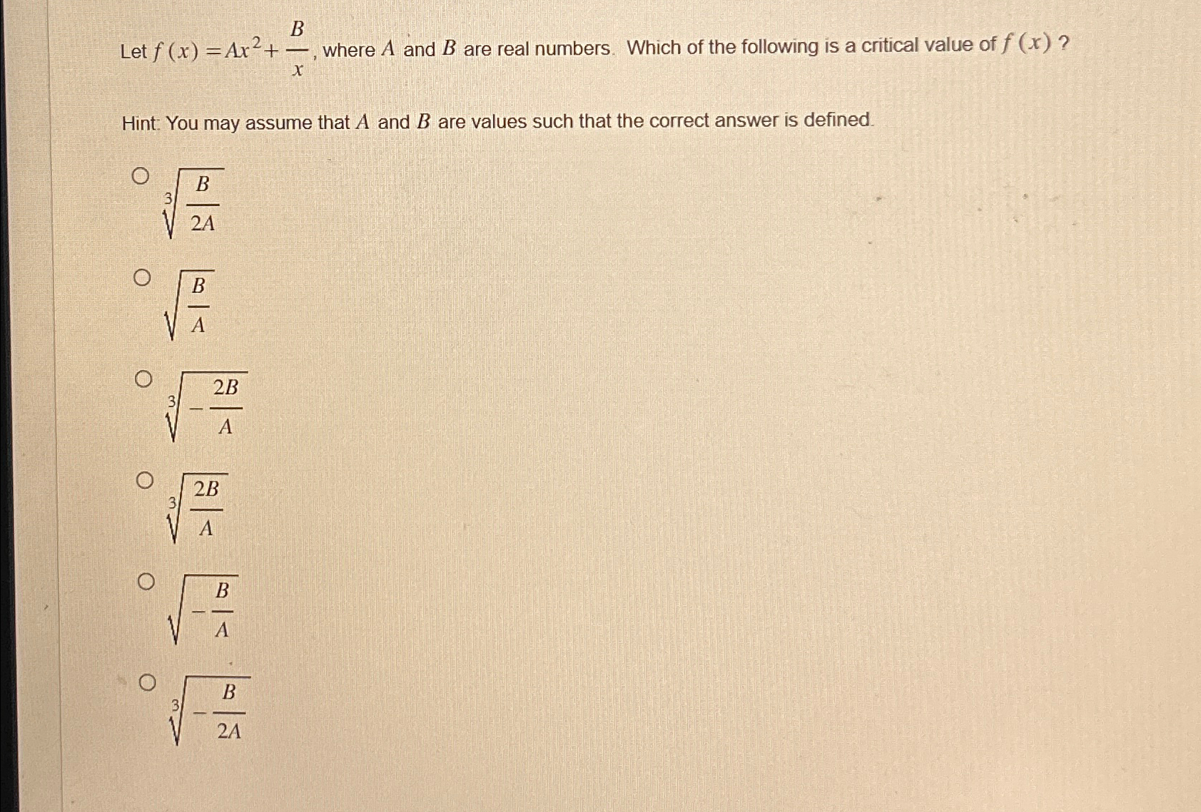 Solved Let f(x)=Ax2+Bx, ﻿where A and B ﻿are real numbers. | Chegg.com