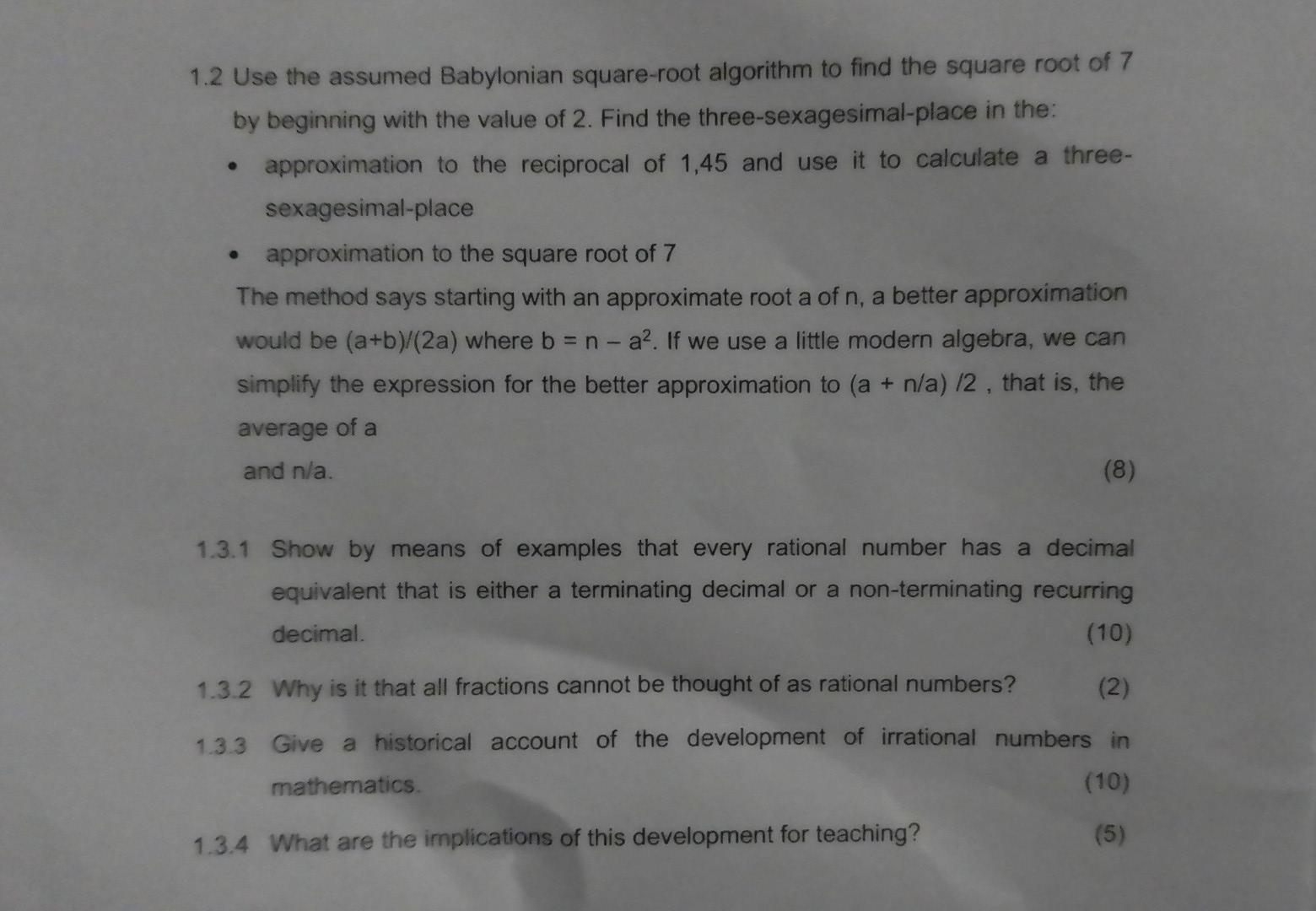 Solved 1.2 Use the assumed Babylonian square-root algorithm | Chegg.com