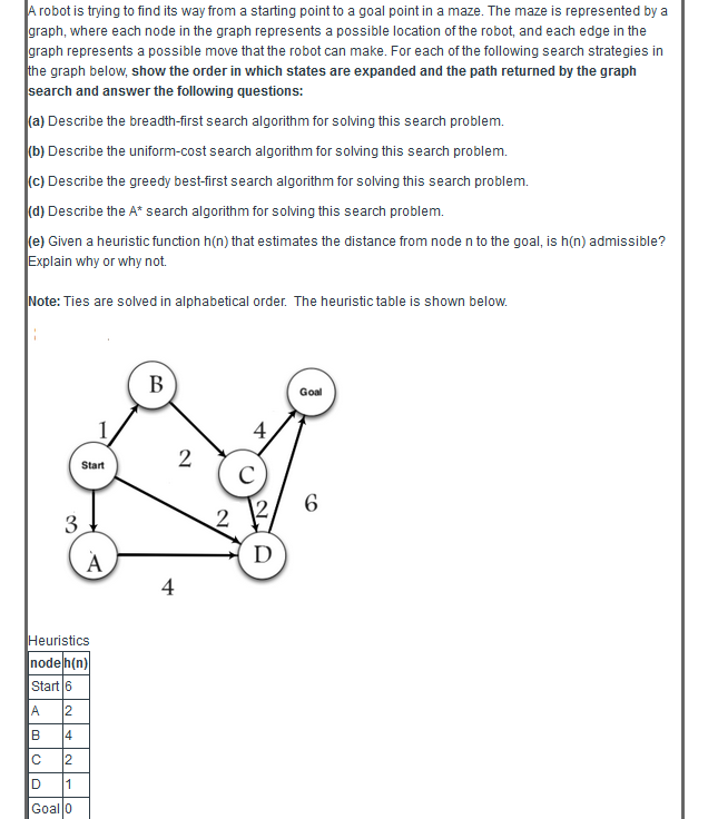 Solved A robot is trying to find its way from a starting | Chegg.com