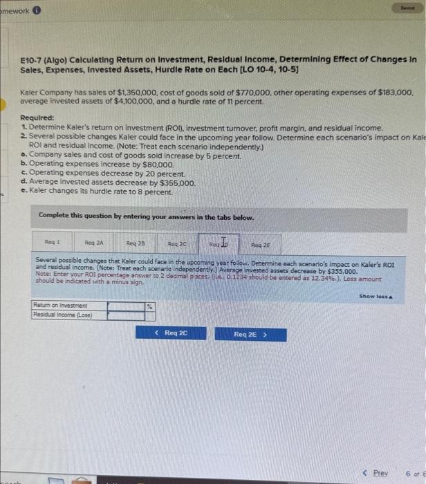 Solved E10-7 (Algo) Calculating Return on Investment, | Chegg.com