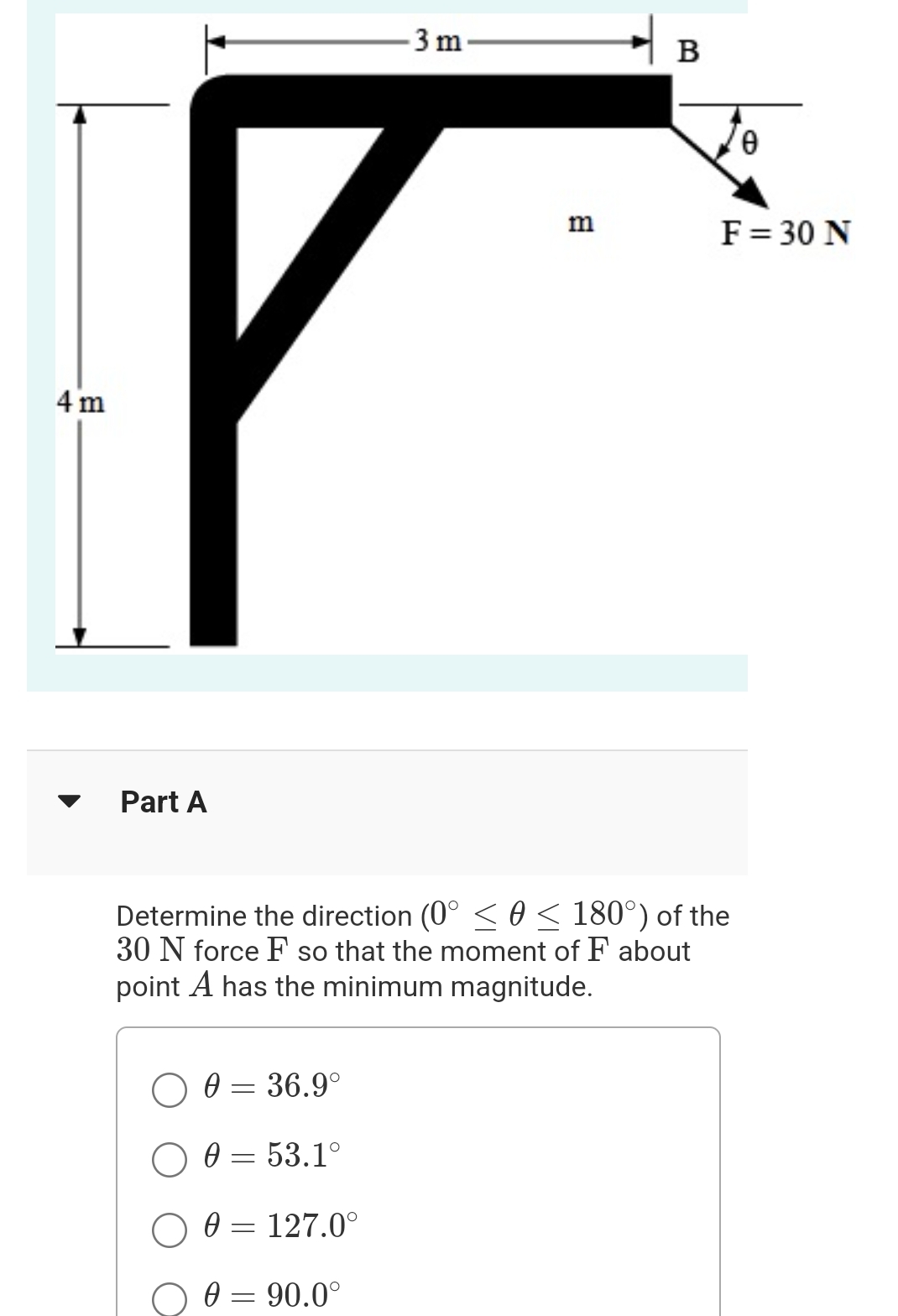 Solved Part ADetermine the direction )≤θ≤(180° ﻿of the 30N | Chegg.com