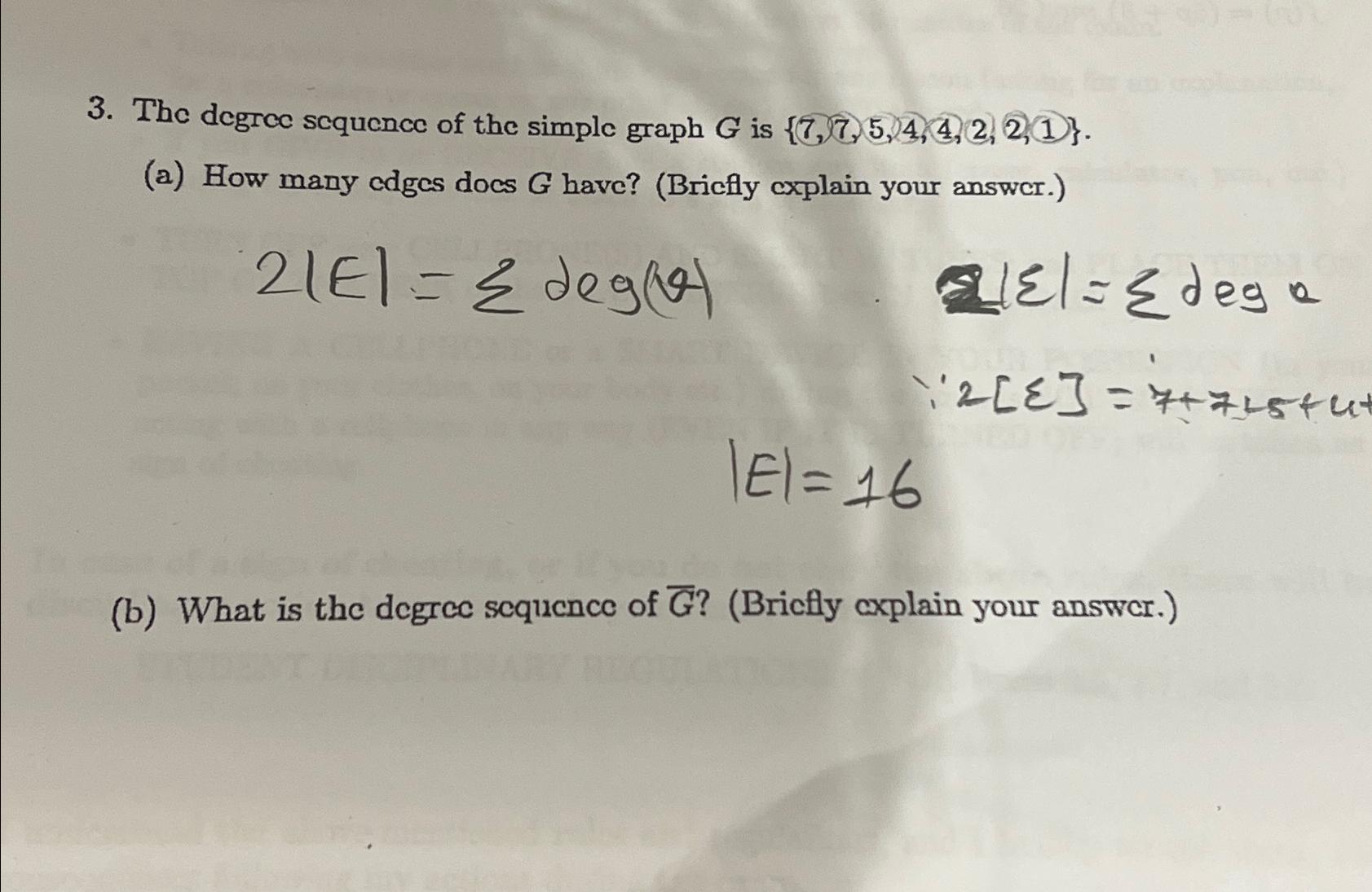 Solved The degree sequence of the simple graph G ﻿is | Chegg.com