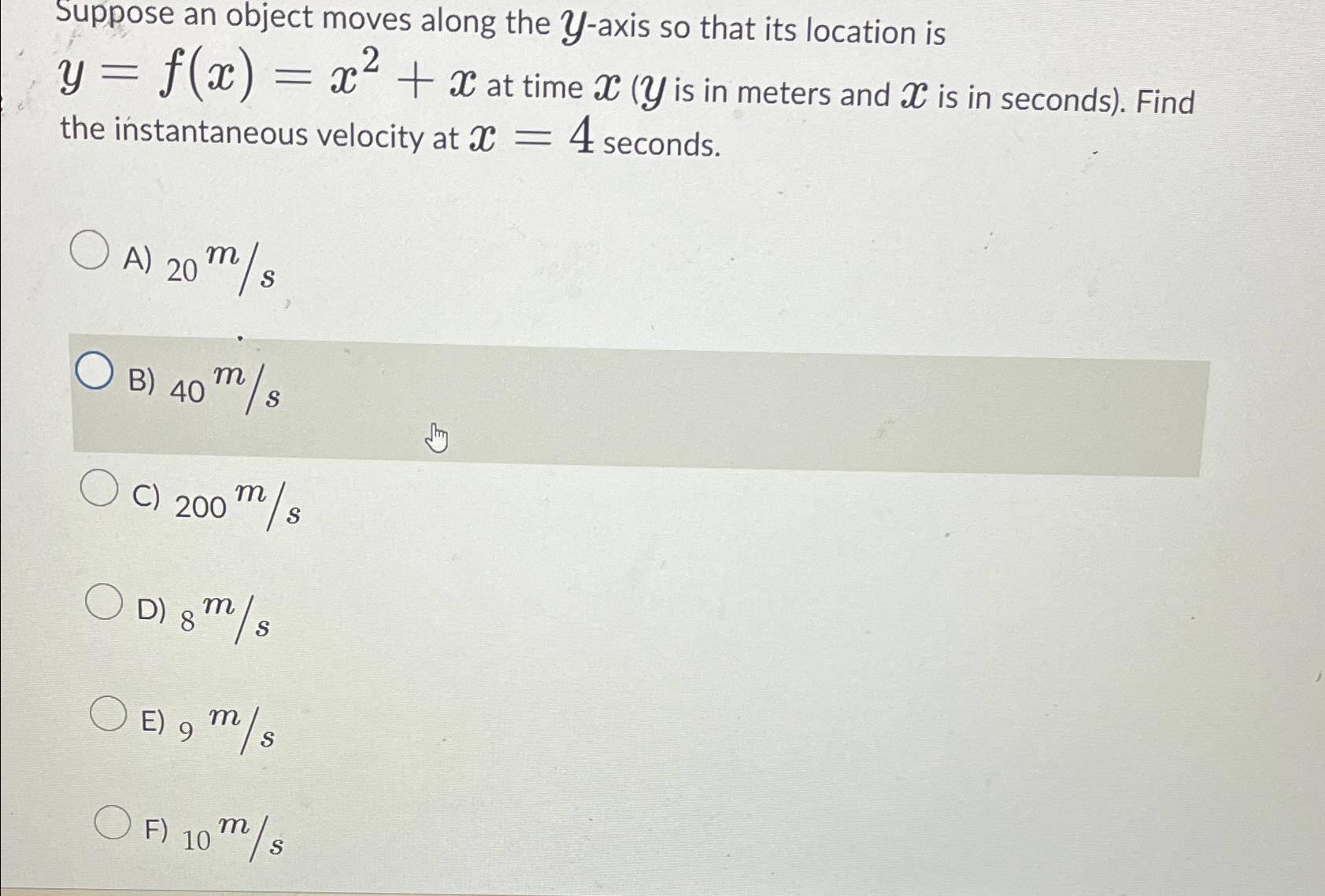 Solved Suppose an object moves along the y-axis so that its | Chegg.com