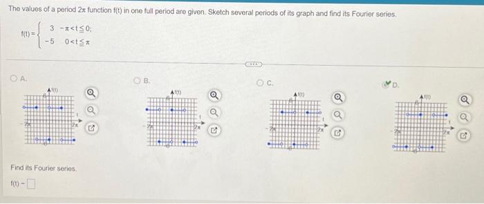 Solved The values of a period 2π function f(t) in one full | Chegg.com