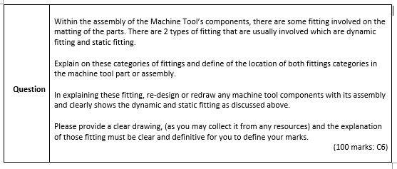 Solved Question Within the assembly of the Machine Tool's | Chegg.com