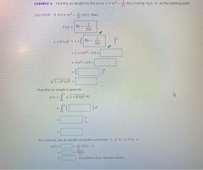 Solved EXAMPLE 4 Find the arc length for the curve y = 4x2 - | Chegg.com